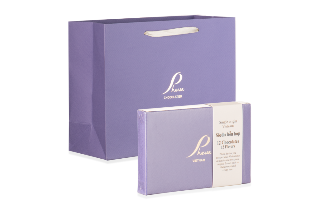 Hộp sôcôla 12 vị – 12 miếng – Pheva Chocolate